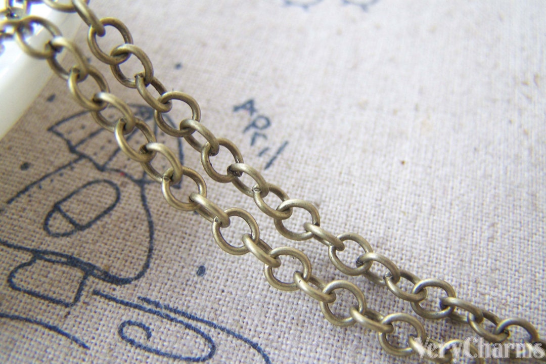 16 Ft (5m) of Antique Bronze Steel Round Cable Link Chain 4x4.5mm A4431 ...