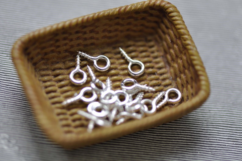 500 Pcs Silver Mini Screw Eye Pins Hooks 4x8mm 19 Gauge for Half ...