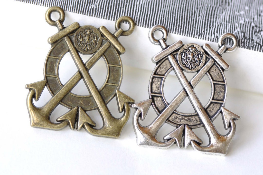 Double Anchor Life Ring Charm Pendants Antique Bronze/silver Finish ...