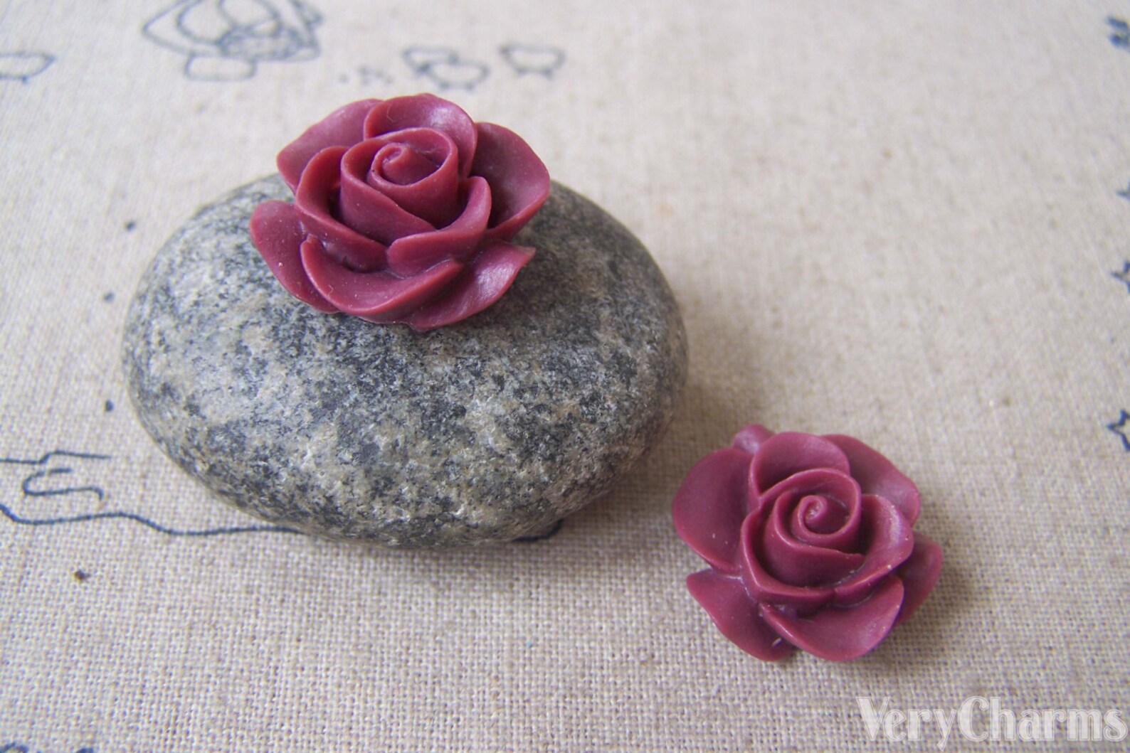 10 Pcs of Resin Dark Red Round Flower Cameo 21mm A4702 - Etsy