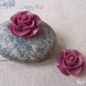 10 Pcs of Resin Dark Red Round Flower Cameo 21mm A4702 - Etsy
