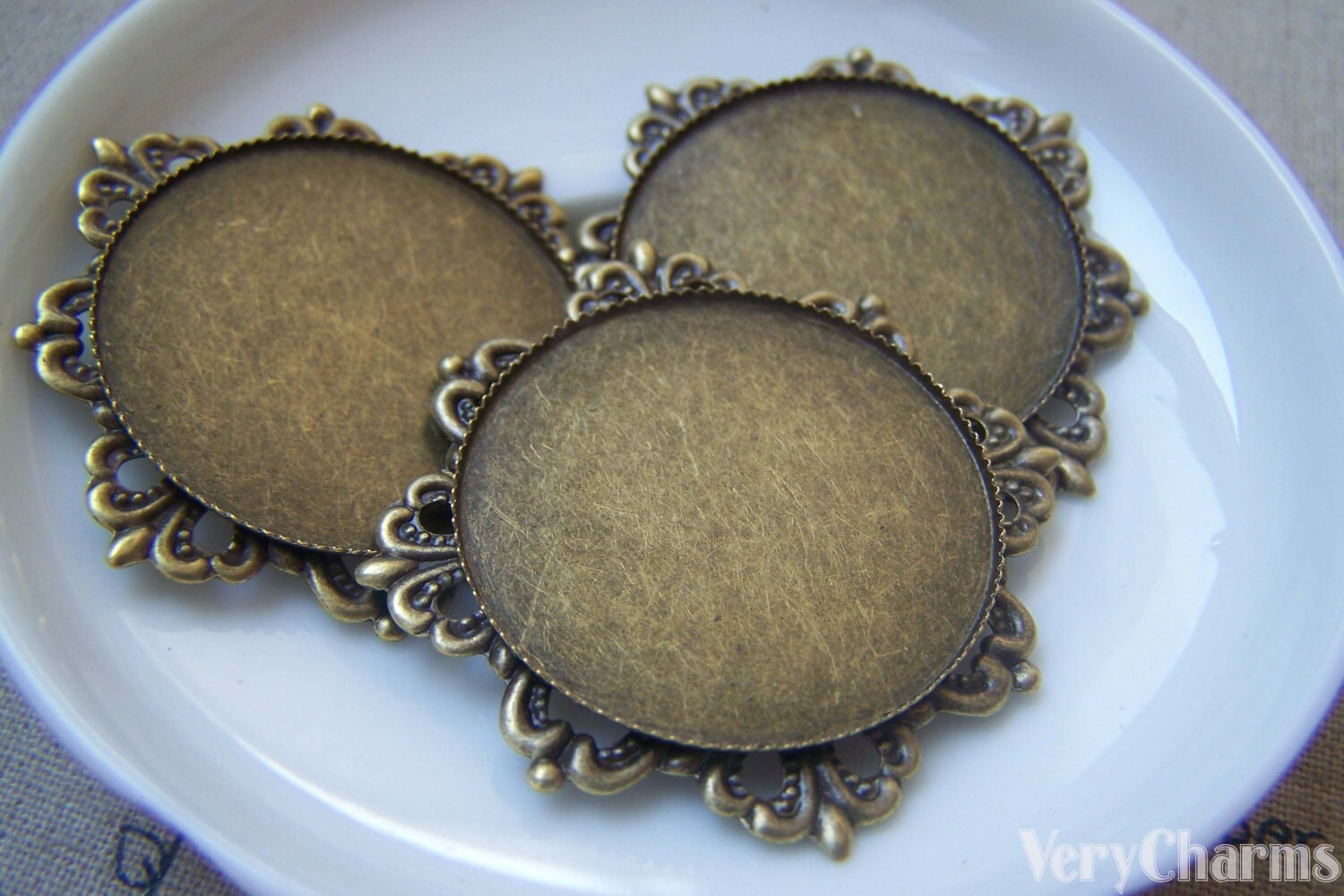 Antique Bronze Filigree Flower Sawtooth Bases Match 30mm - Etsy