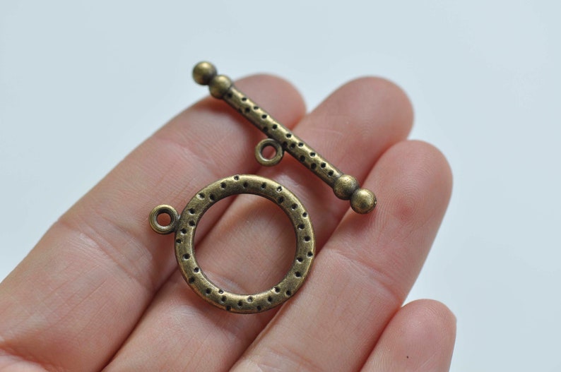 10 Sets Antique Bronze Dotted Toggle Clasps Closure A2287 - Etsy