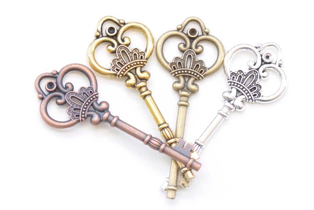 Crown Key Pendants Charms 32x83mm Set of 5 Antique Bronze/silver/gold ...