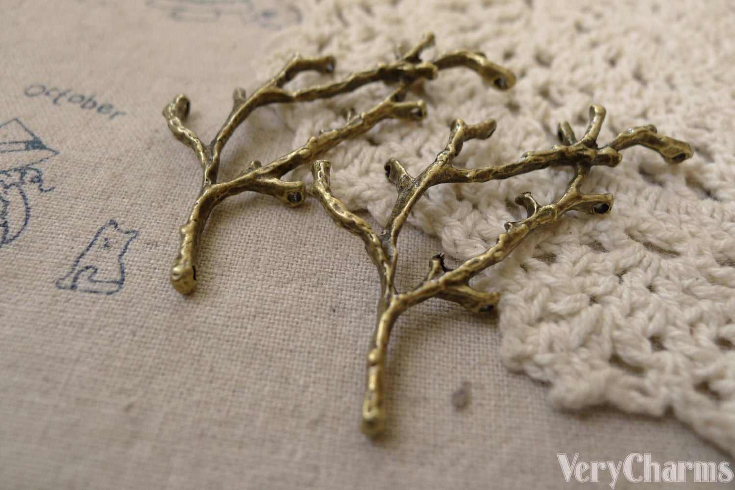 10 Pcs of Antique Bronze Tree Branch Connectors Coral Charms 30x52mm ...