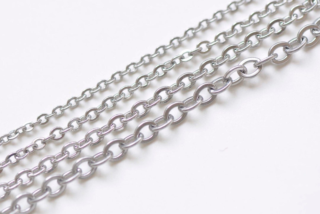 6.6ft (2m) of Stainless Steel Flat Oval Cable Link Chain Closed ...