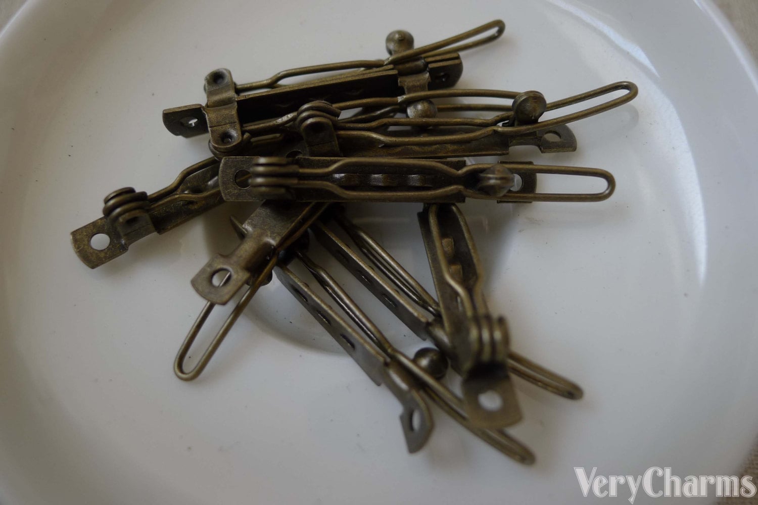 30 Pcs Antique Bronze Snap Hair Clip Barrette Blanks With 35mm Flat ...