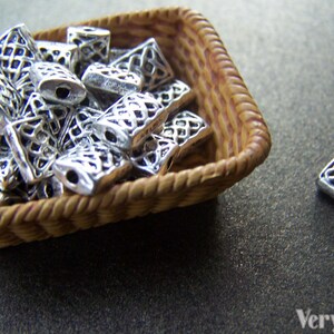 Rectangle Beads Antique Silver Rondelle Spacer Beads Charms 5x7mm Set ...