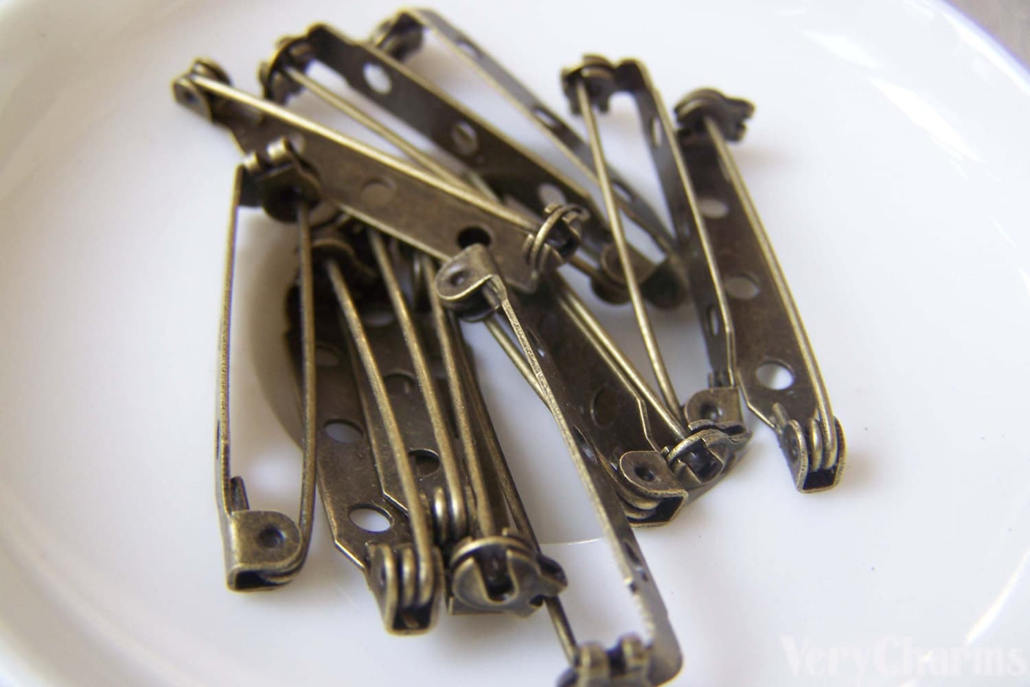 Antique Bronze Long Brooch Pin Back With Roll Safety Clasp - Etsy