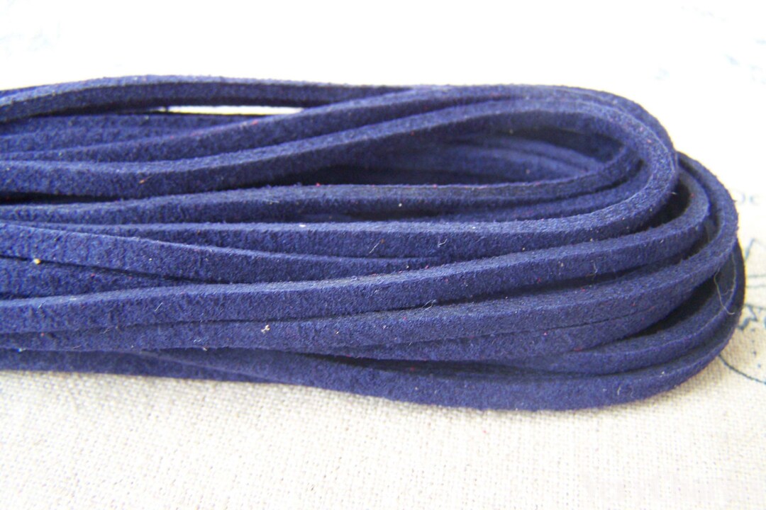 10 Meters of Square Dark Blue Suede Faux Leather Ribbon Cords String ...
