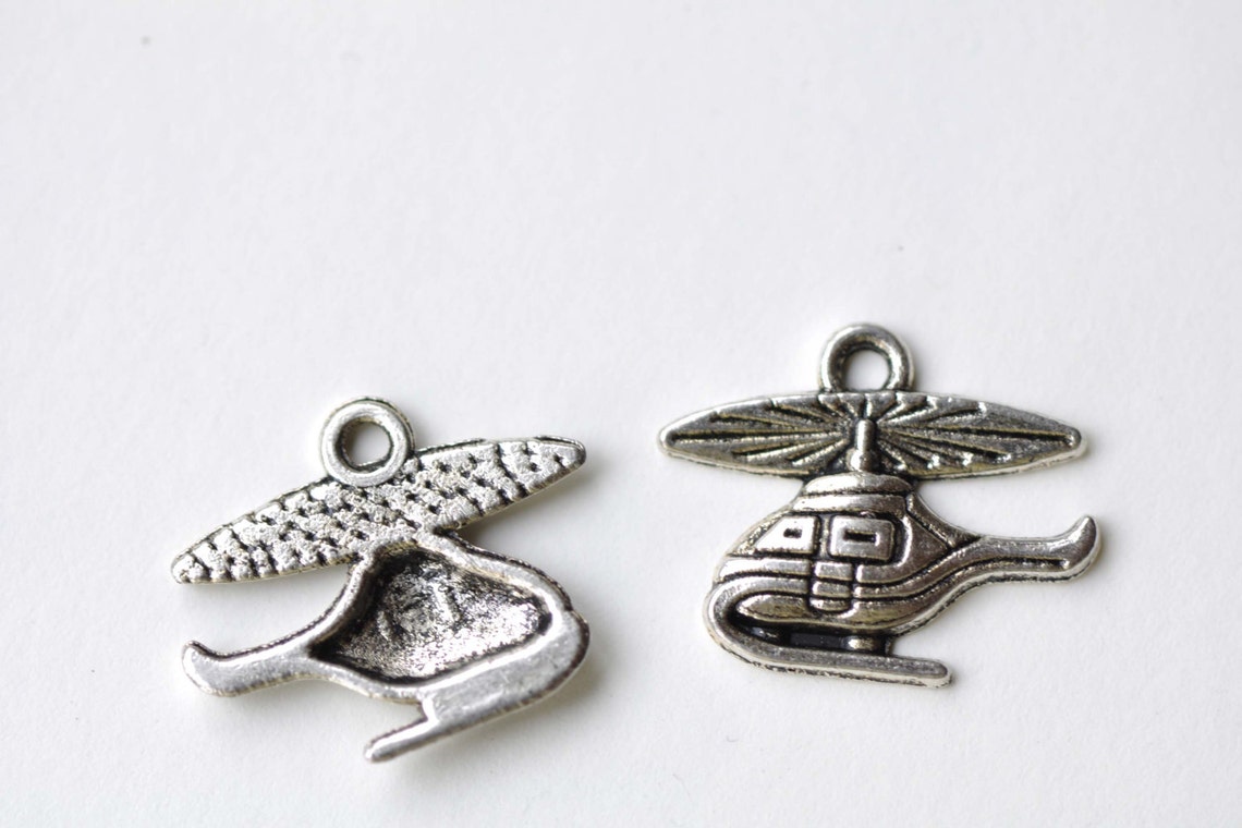 Antique Silver Chopper Helicopter Charms 16x19mm Set of 20 - Etsy