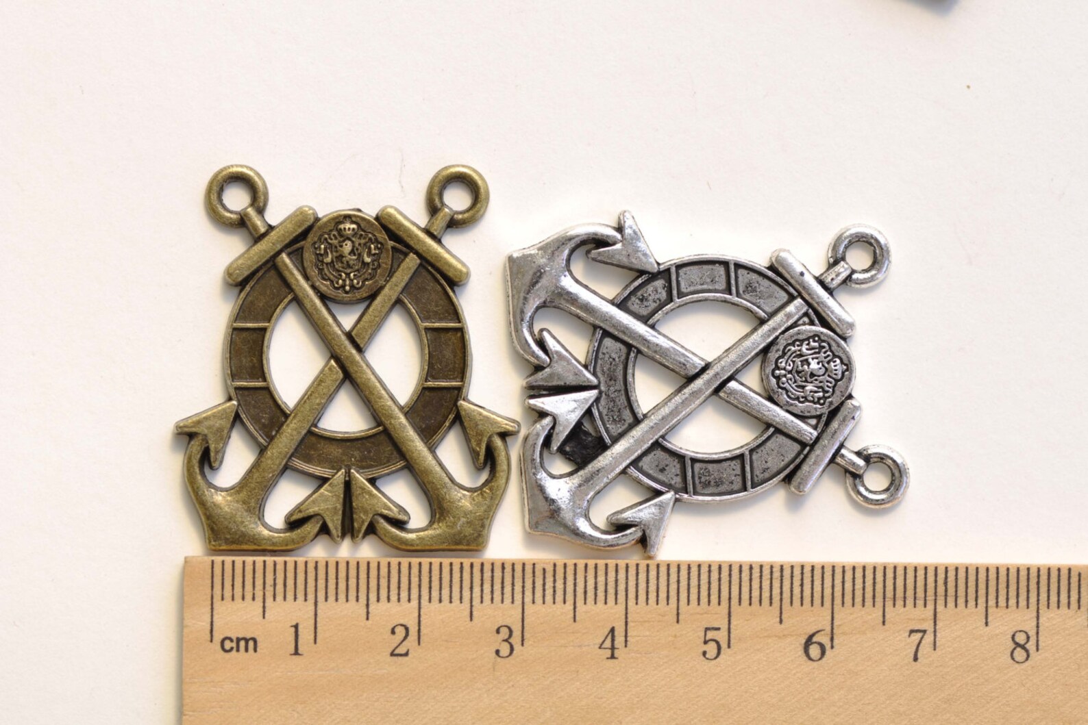 Double Anchor Life Ring Charm Pendants Antique Bronze/silver Finish ...