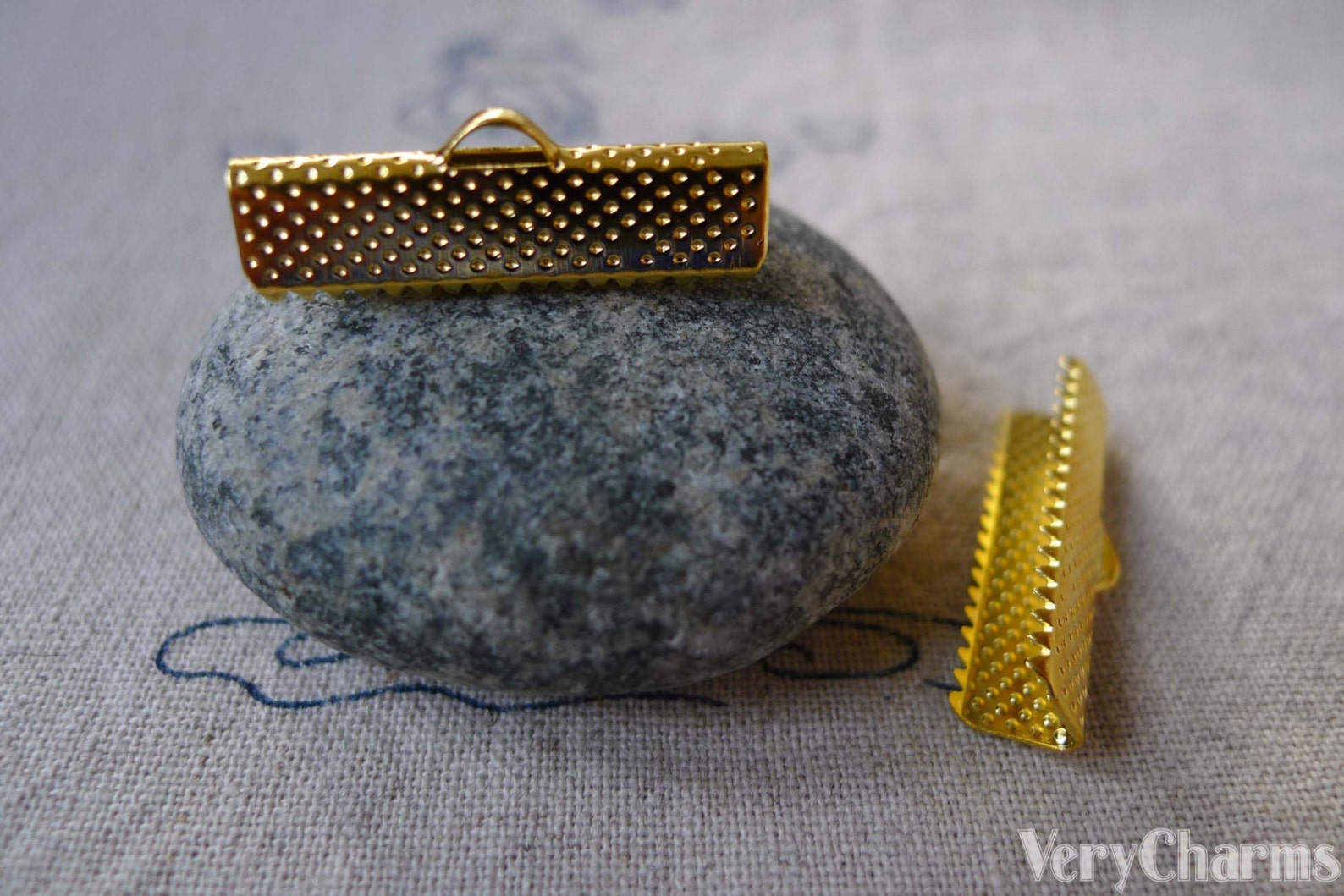 50 Pcs Gold Ribbon Ends Clamps Fasteners Clasps 25mm A5355 | Etsy