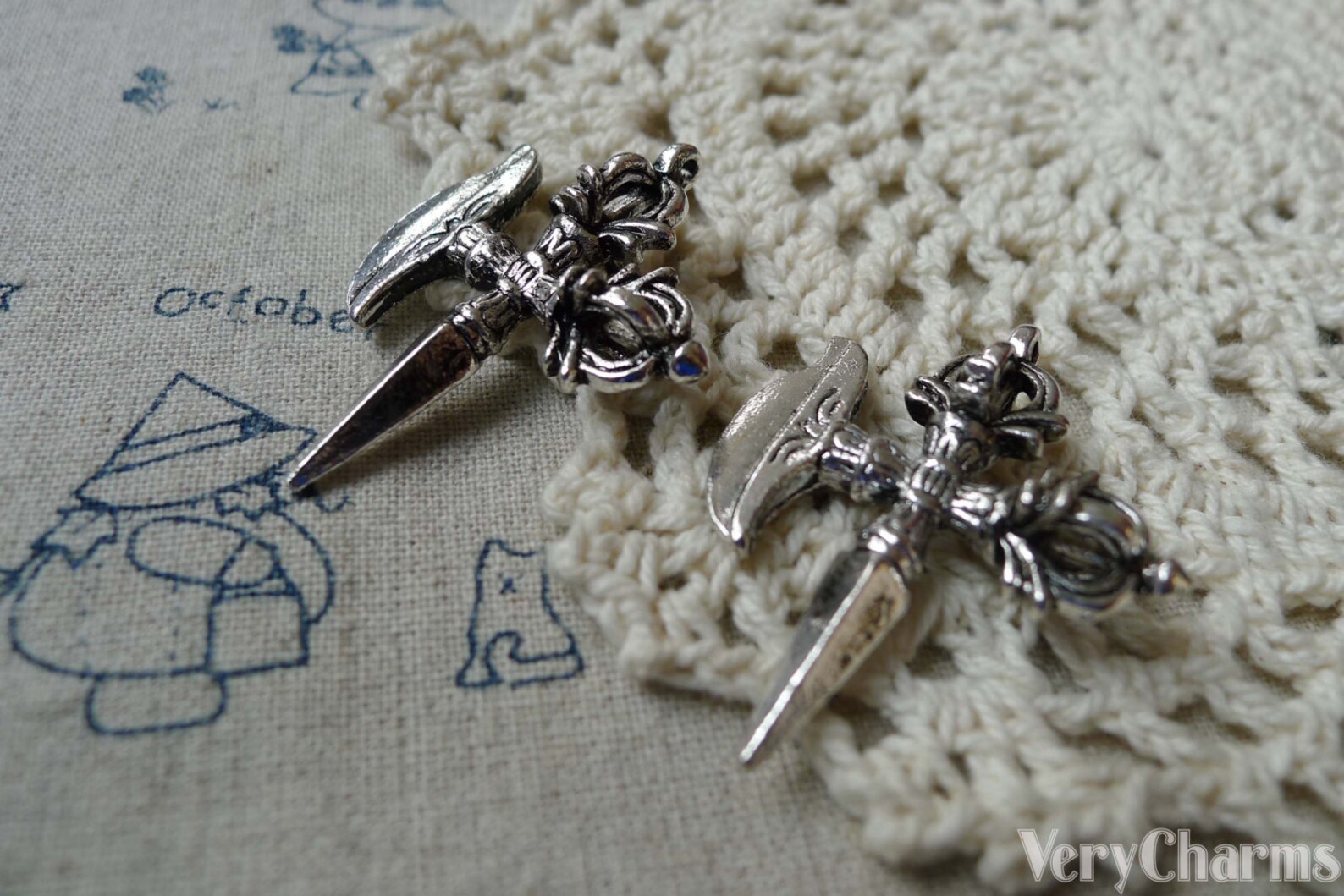 4 pcs Antique Silver Vajra Dorje Cross Axe Knife Buddhism | Etsy