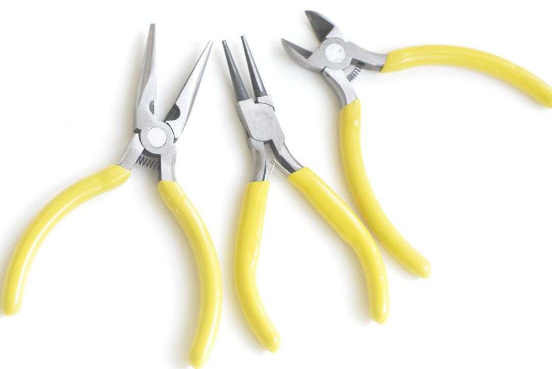 Round Flat Nose Wire-cutter Jewelry Pliers Yellow Handle Tool for Wire ...