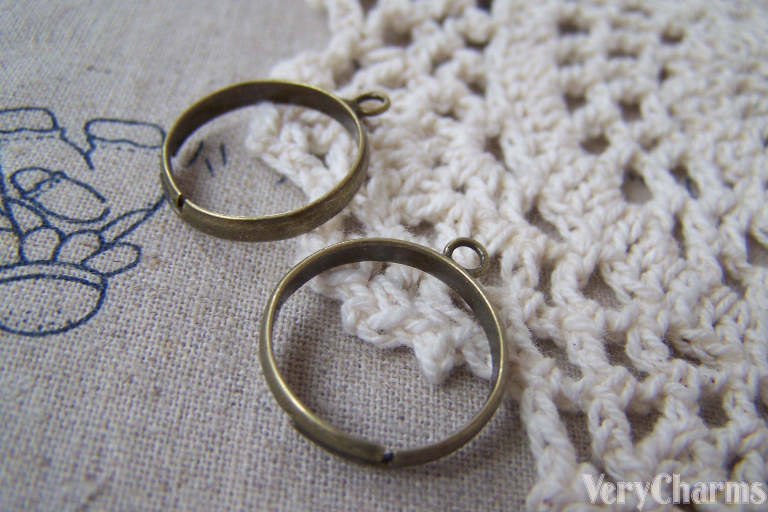 10 Pcs of Antique Bronze Brass Adjustable Single Loop Ring Bases 20mm ...