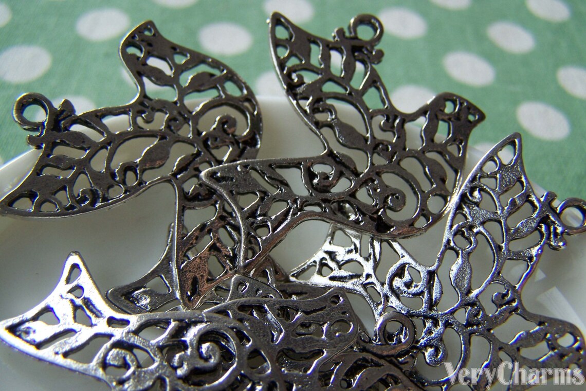 Filigree Branch Dove Antique Silver Swirl Peace Bird Pigeon | Etsy