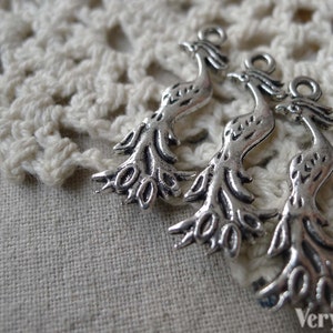 20 Pcs of Antique Silver Lovely Phoenix Bird Charms 12x31mm Double ...