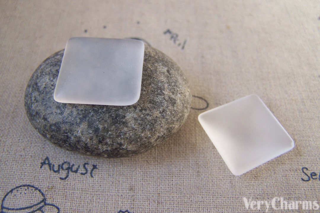 10 Pcs of Frosted Glass Dome Square Cabochon Cameo 20mm A5445 - Etsy