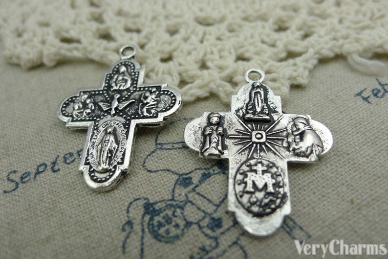 10 Pcs of Antique Silver Scapular Cross Charms 23x29mm Double - Etsy