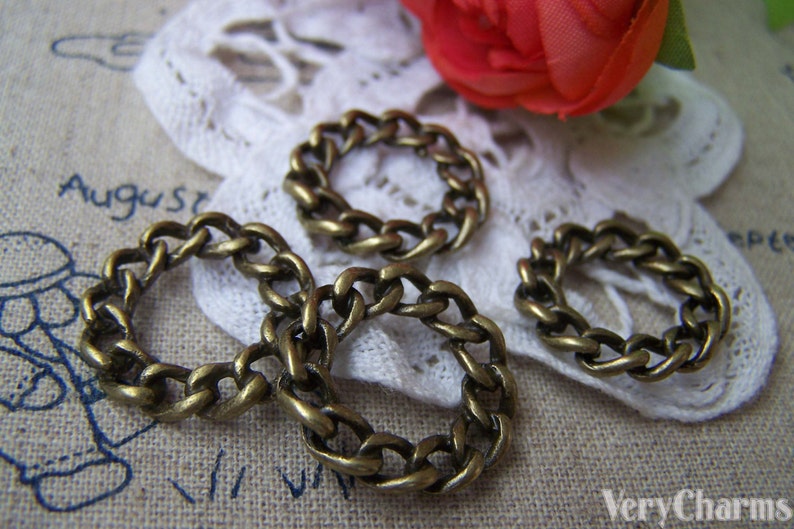 20 Pcs of Antique Bronze Chain Link Ring Charms Connector 20mm - Etsy