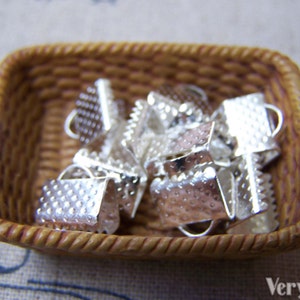 Silver Ribbon Ends Clamps Fasteners Clasps 10mm Set of 50 Pcs A3586 - Etsy