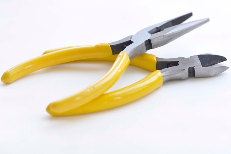 Round Flat Nose Wire-cutter Jewelry Pliers Yellow Handle Tool - Etsy