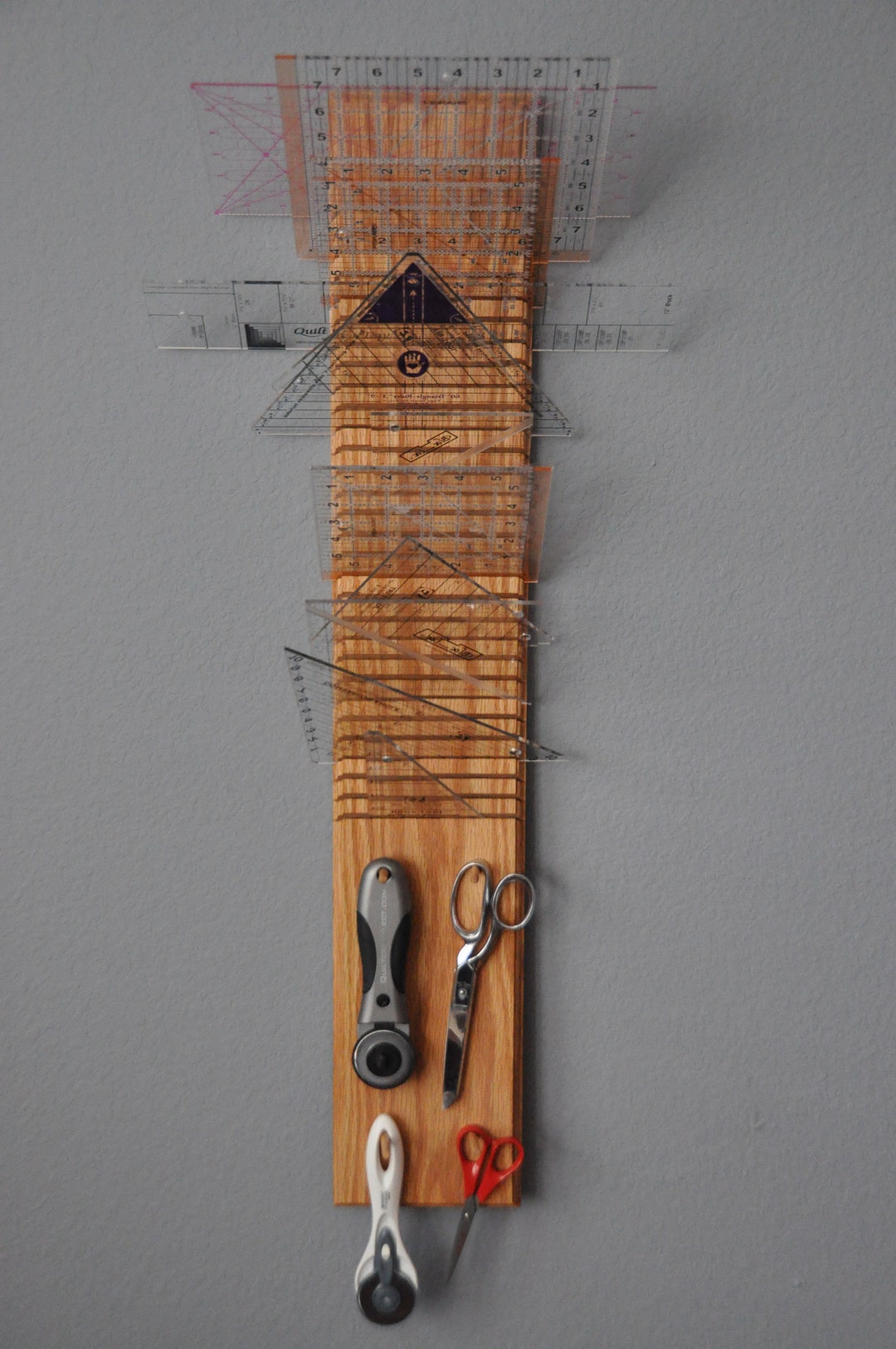 CLOSEOUT 34 pegs STANDARD Wall Mounted Hardwood Ruler Racks 28 Slots 1/ ...