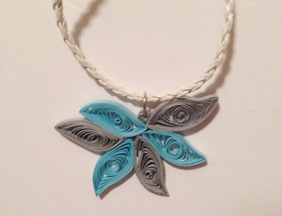 Items similar to Quilling necklace, handmade necklace, necklace, blue ...