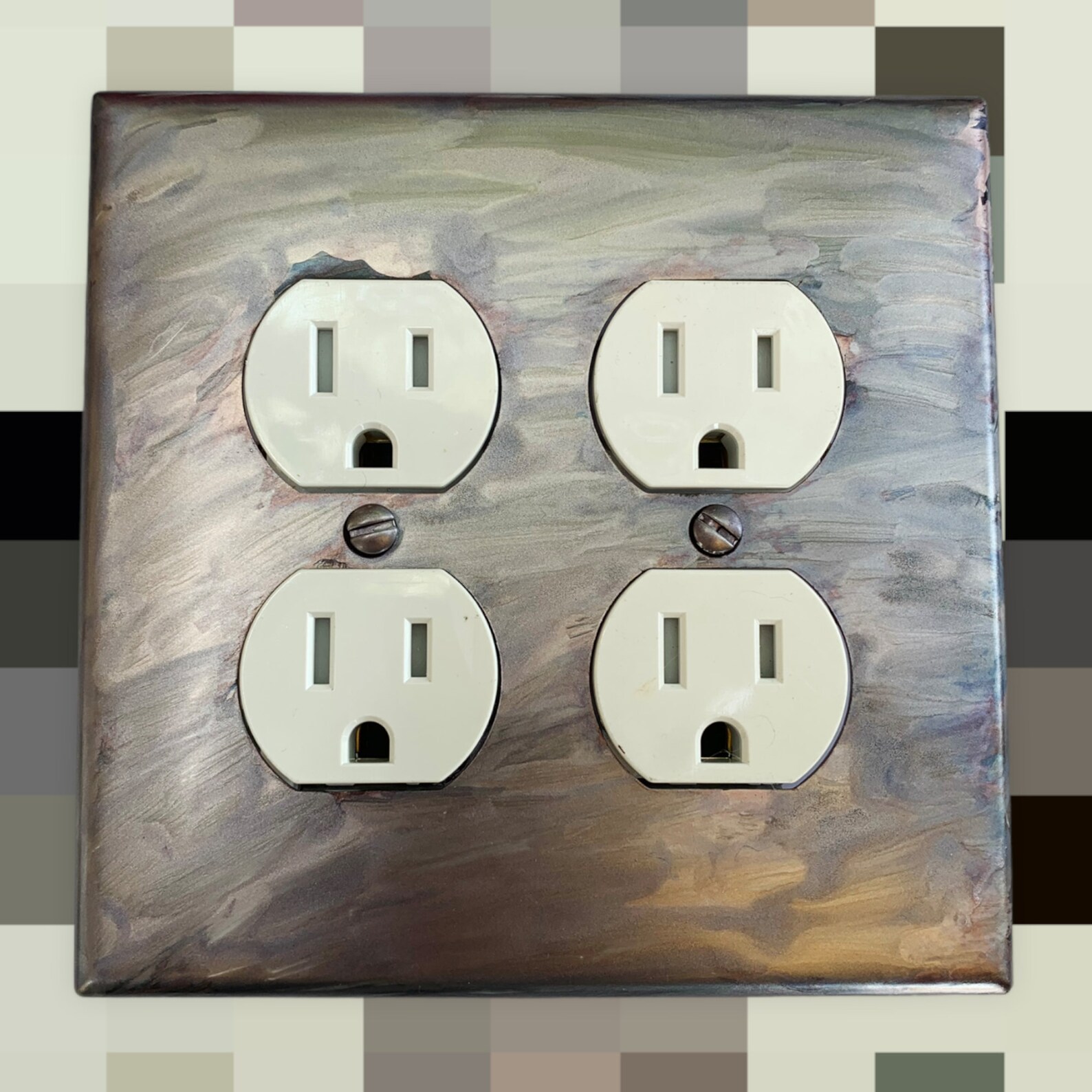 Outlet Cover Double Outlet Painted Switch Cover Silver Home - Etsy
