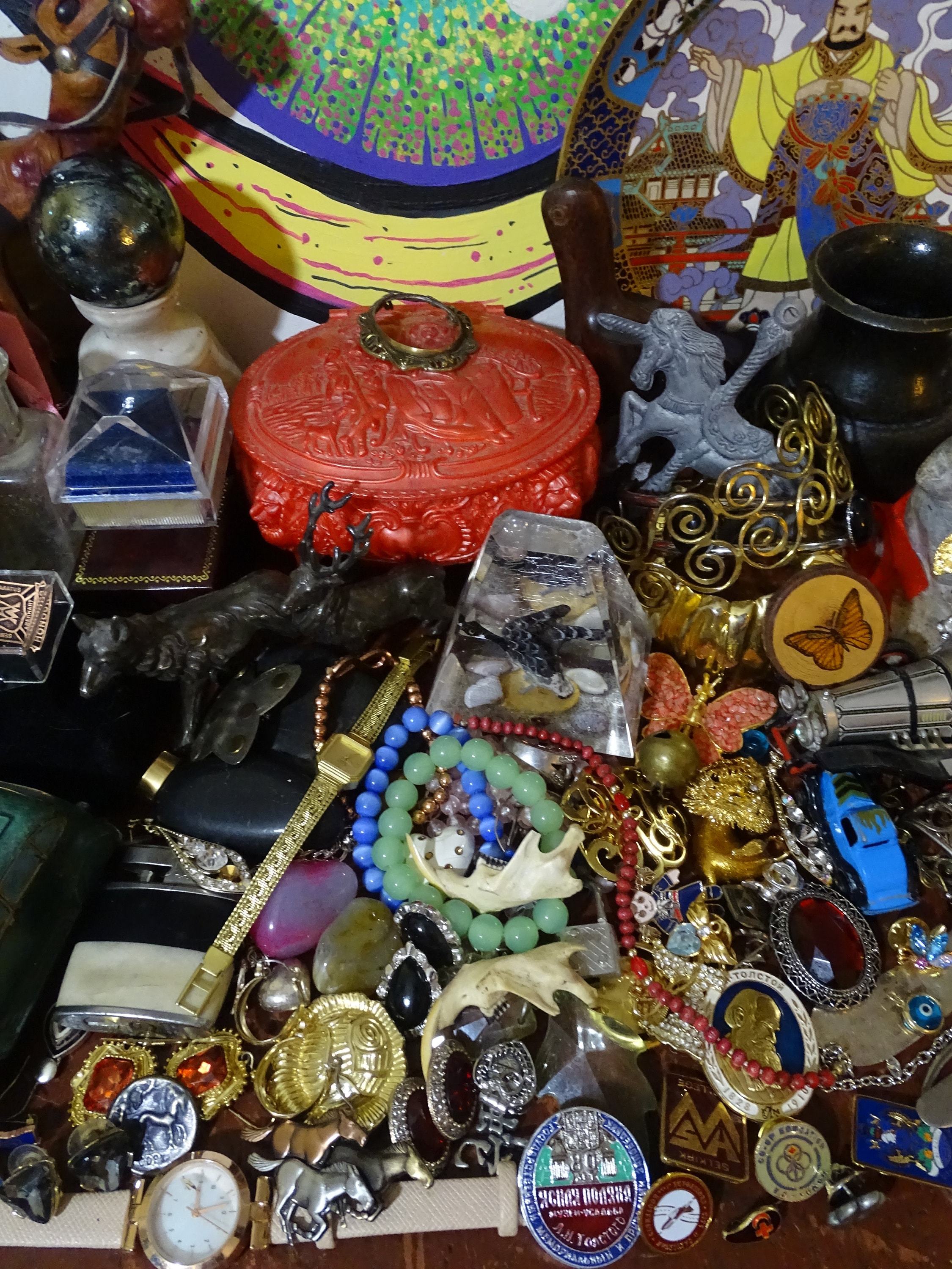 Curio Lot Collection Costume Jewelry Estate Sale Statuettes, Knick ...