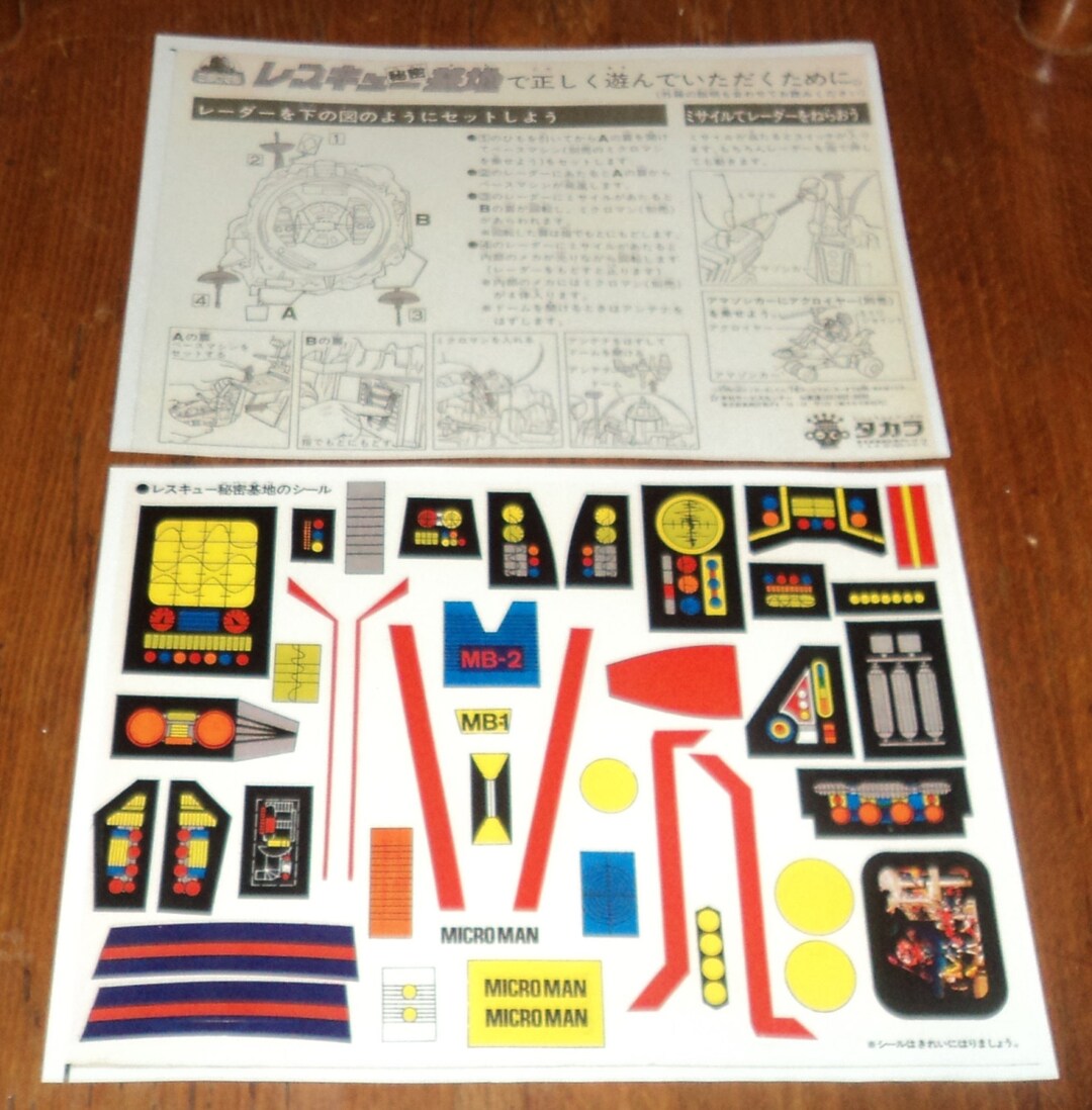 Microman Secret Base Reproduction Sticker Instruction Set Vintage Robot ...