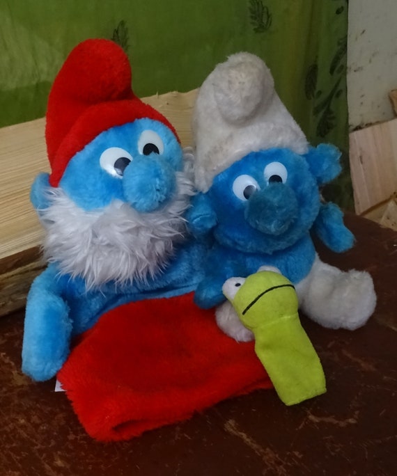 Vintage Smurfs Papa Smurf Fluffy Plush Hand Puppet and Finger | Etsy