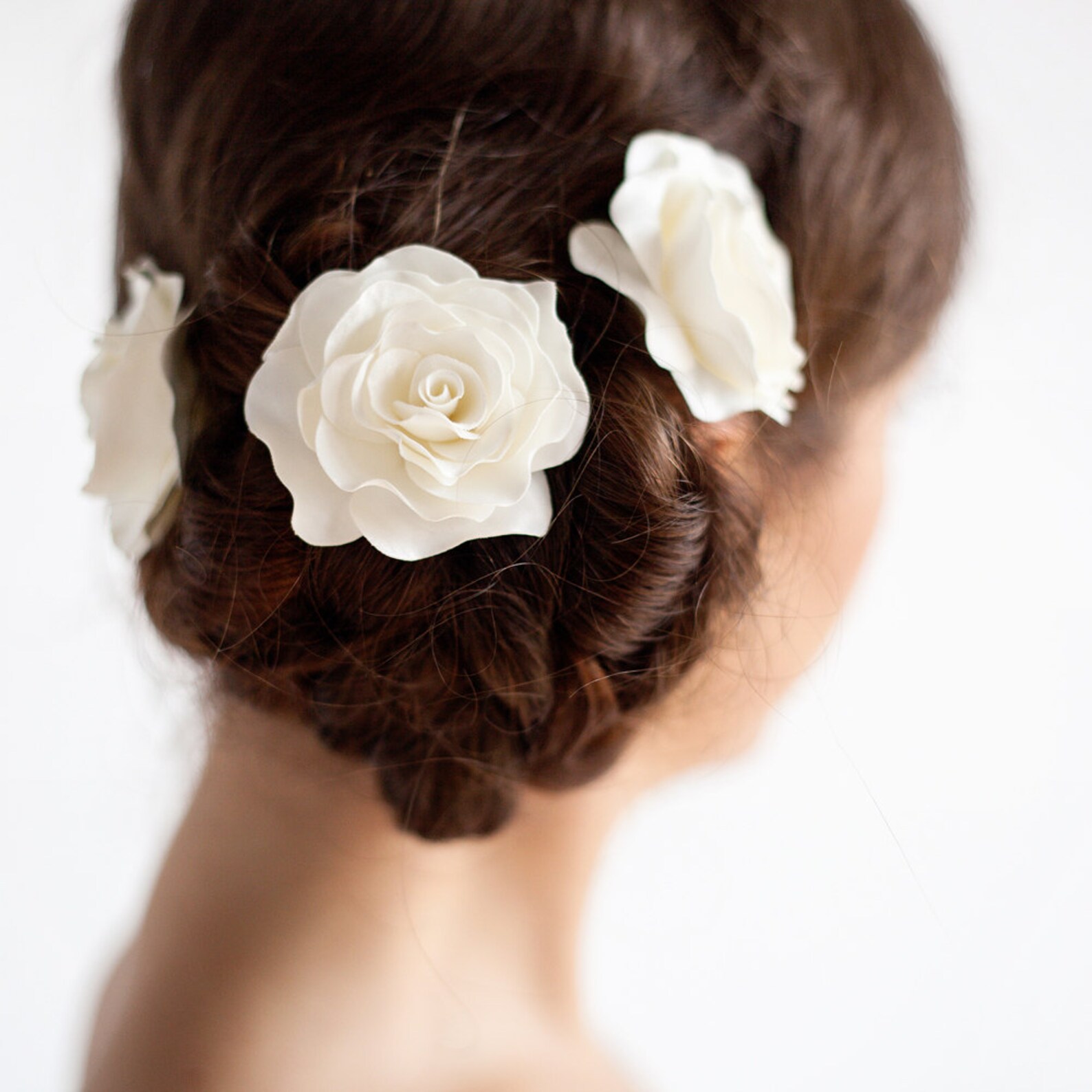 Ivory Rose Hair Pin Set of 3 Bridal Rose Hair Piece Satin - Etsy