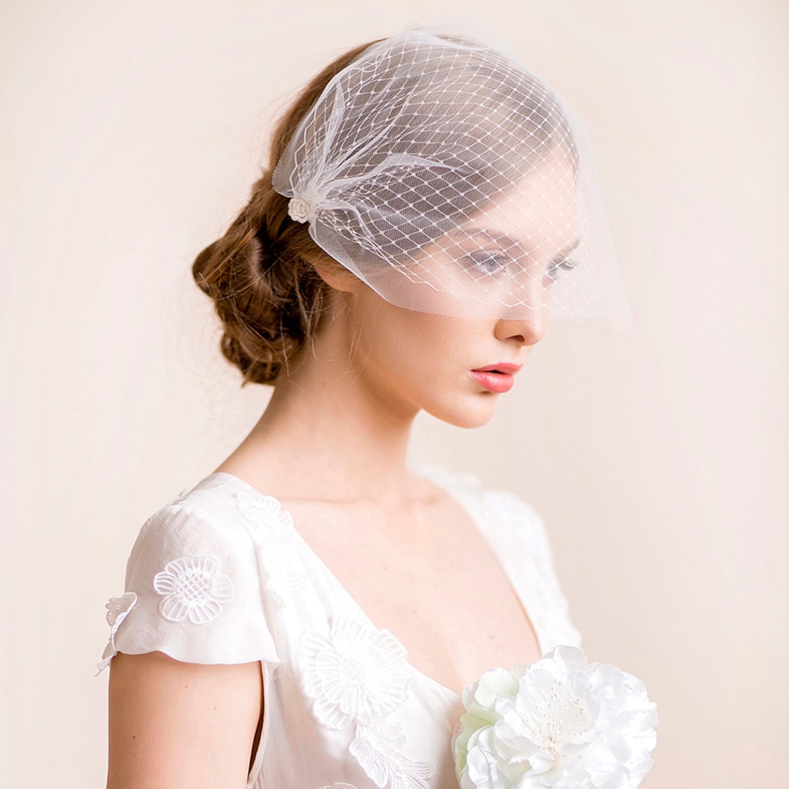 Bridal Birdcage Veil Double - Bandeau Style Double Birdcage Veil ...