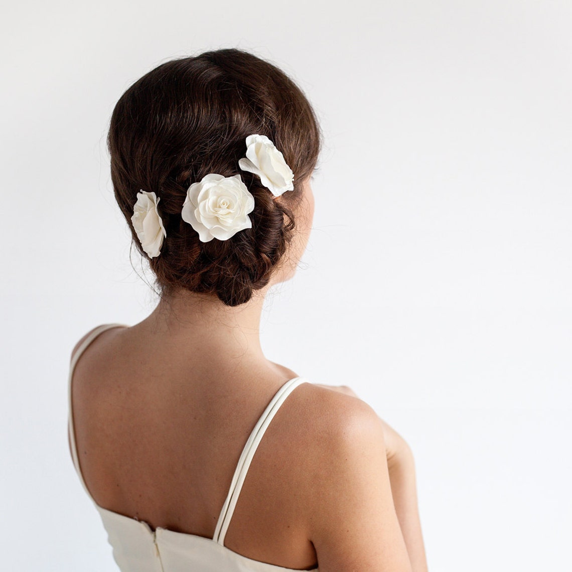 Ivory Rose Hair Pin Set of 3 Bridal Rose Hair Piece Satin - Etsy