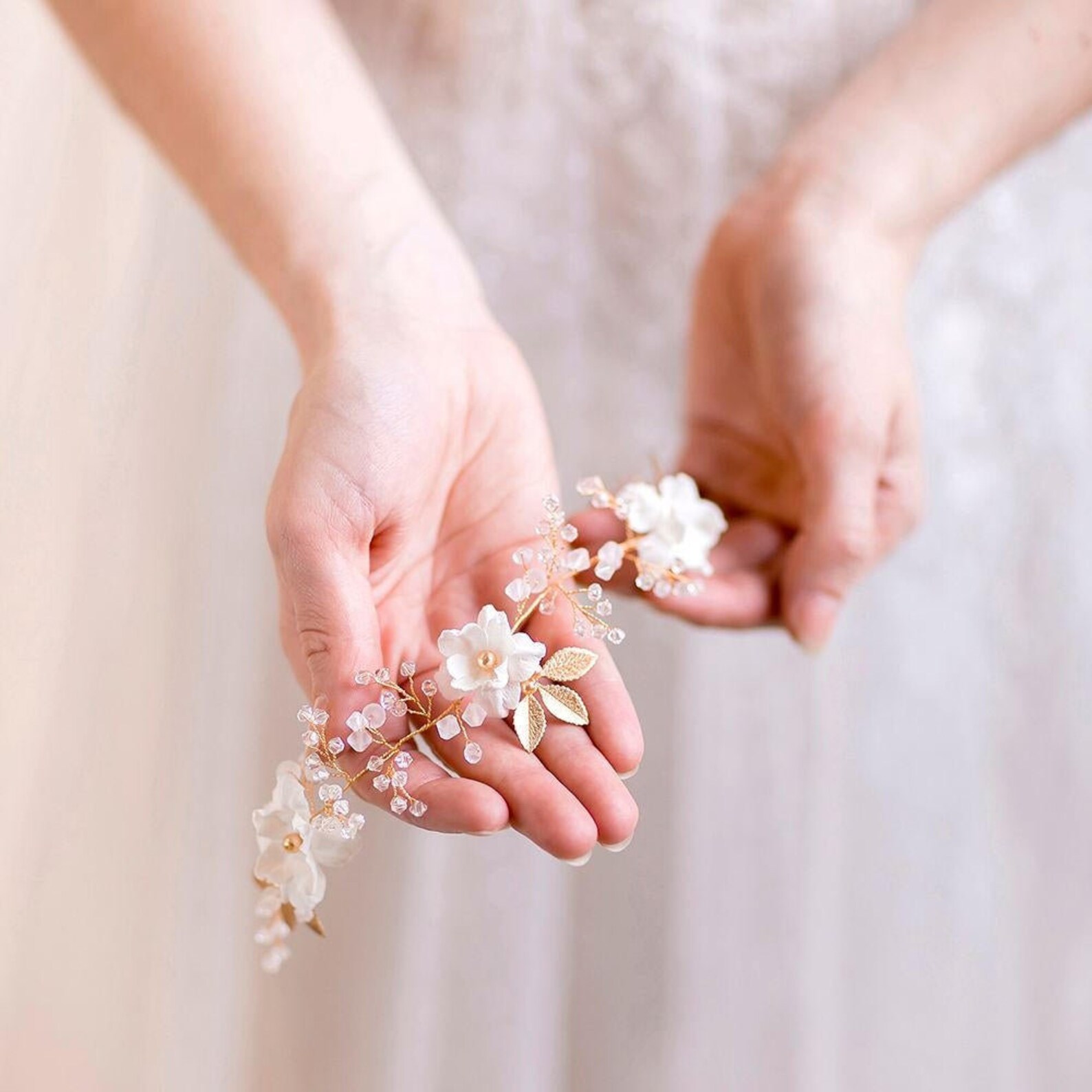 Bridal Headpiece with Natural Silk Flower and Gold Brass | Etsy