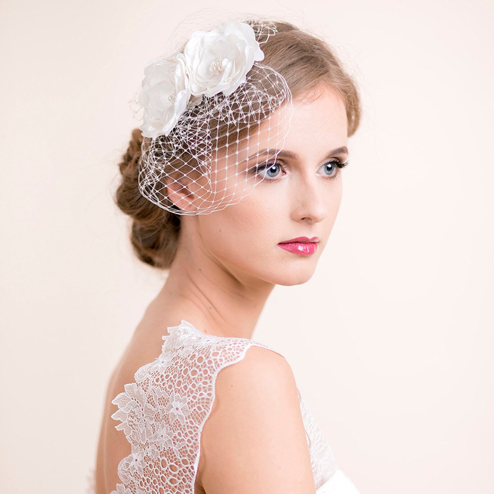Mini Birdcage Veil With Flowers Bridal Birdcage Fascinator - Etsy