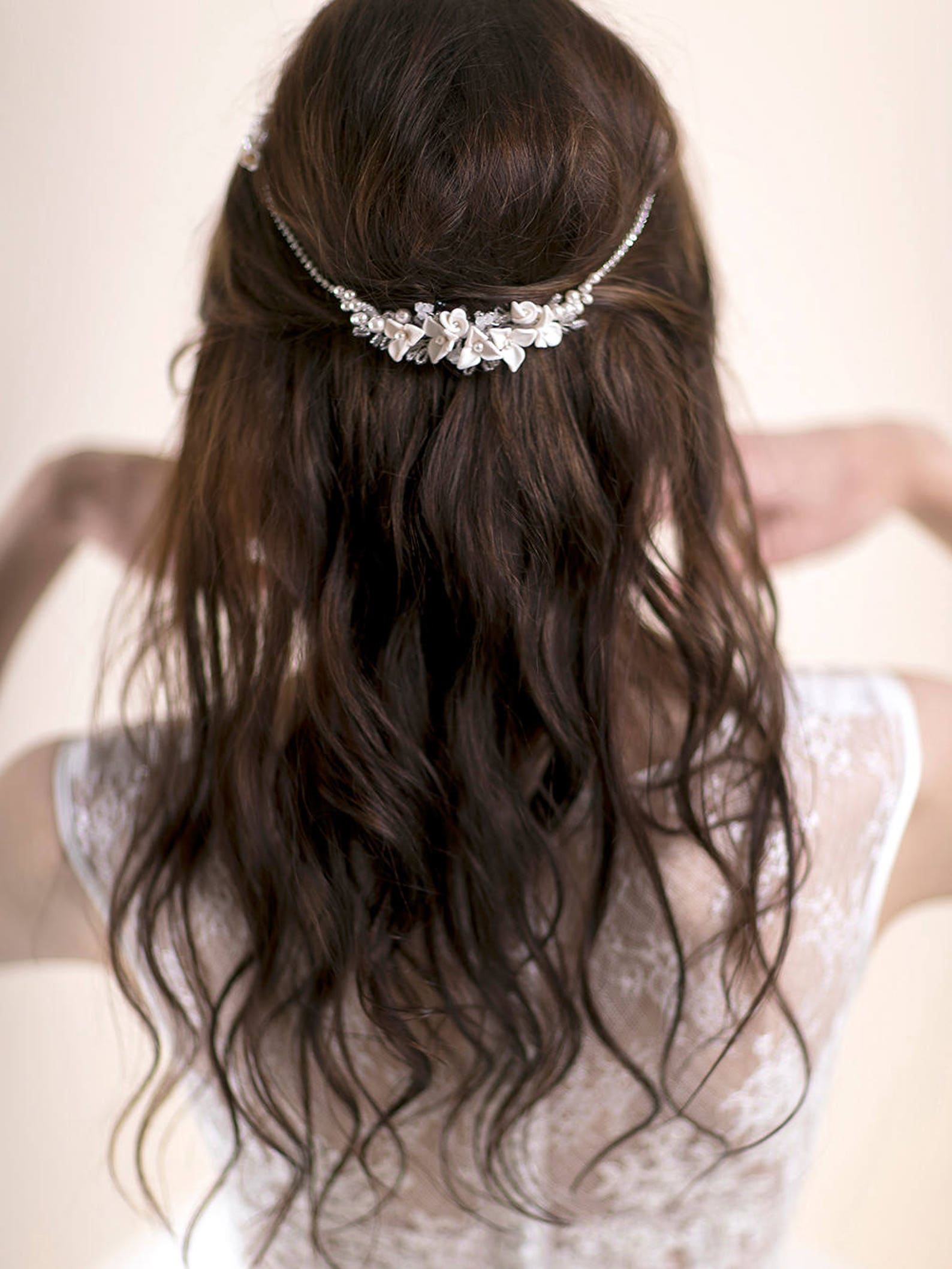 Floral Wedding Wreath Hair Bridal Hair Crown Silver or | Etsy