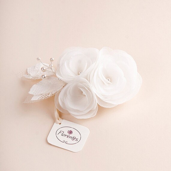 Bridal Hair Piece Ivory or White Flower Hair Piece Organza Lace Wedding Hair Accessories Bridal Hair Accessories Etsy UK