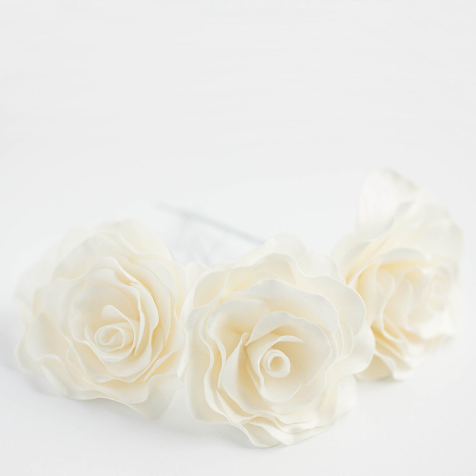 Ivory Rose Hair Pin Set of 3 Bridal Rose Hair Piece Satin - Etsy