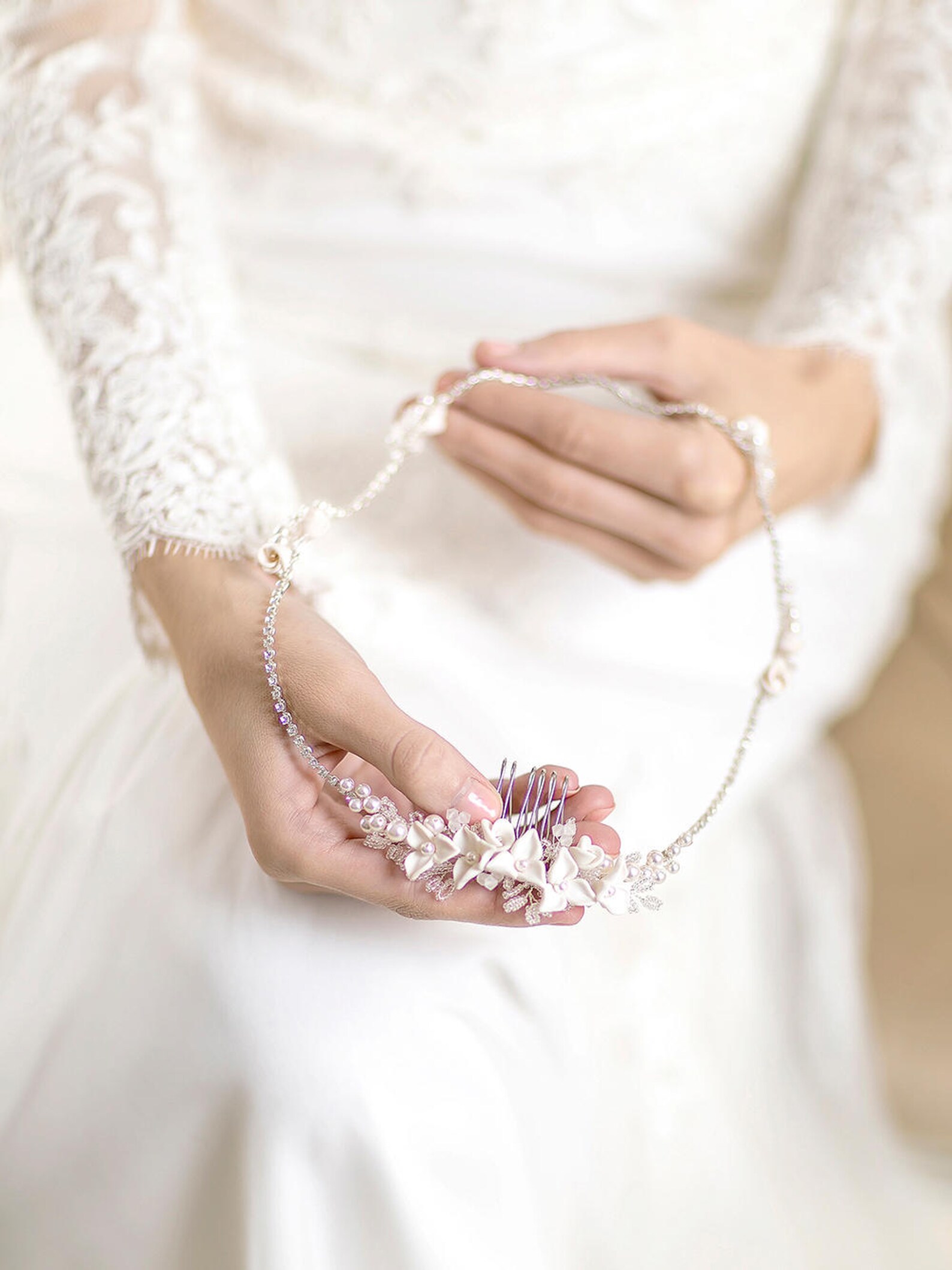 Floral Wedding Wreath Hair Bridal Hair Crown Silver or - Etsy