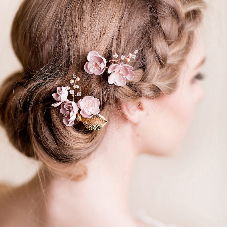 Natural Silk Flower Hair Pins Cherry Blossom Bridal Hairpins - Etsy UK