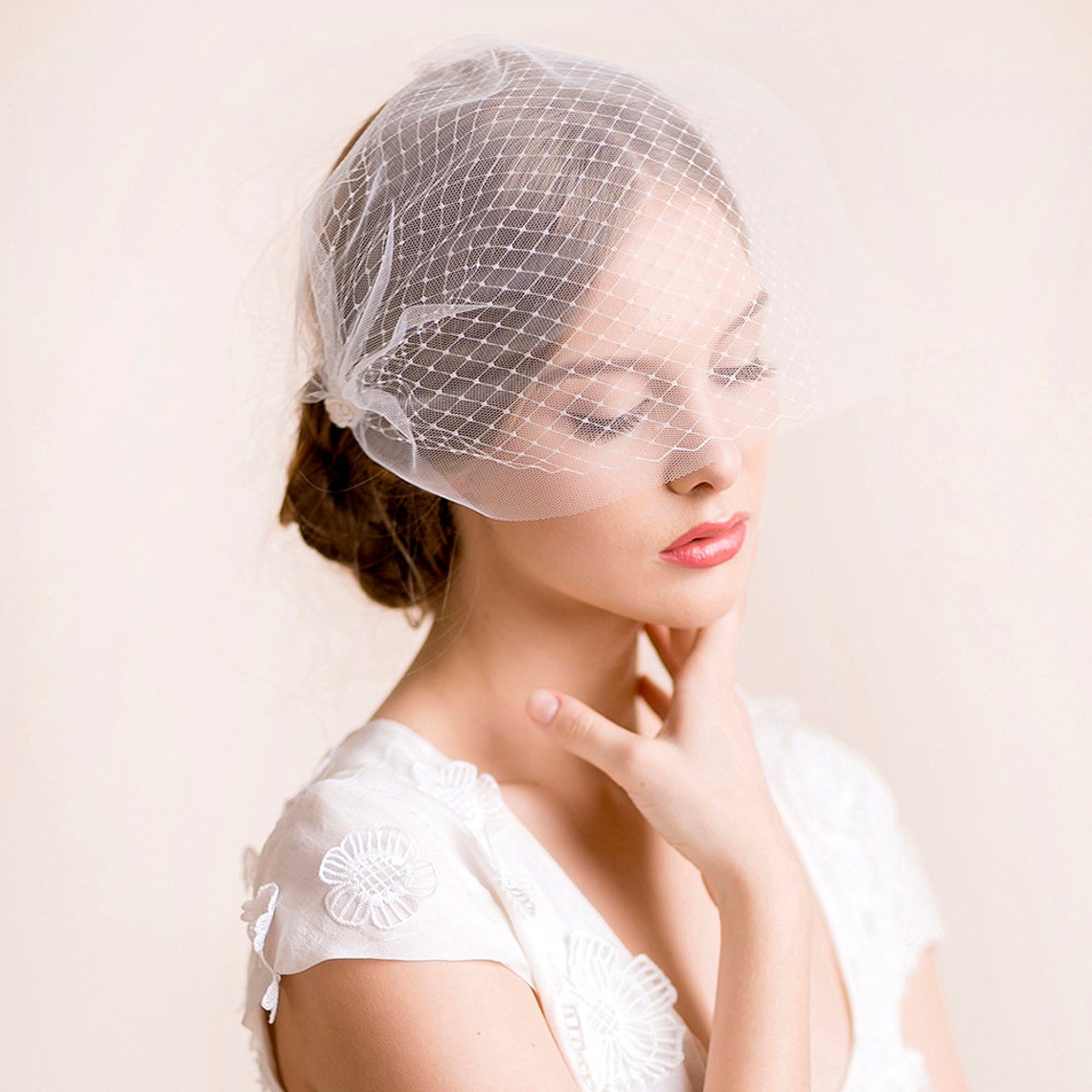 Bridal Birdcage Veil Double - Bandeau Style Double Birdcage Veil ...
