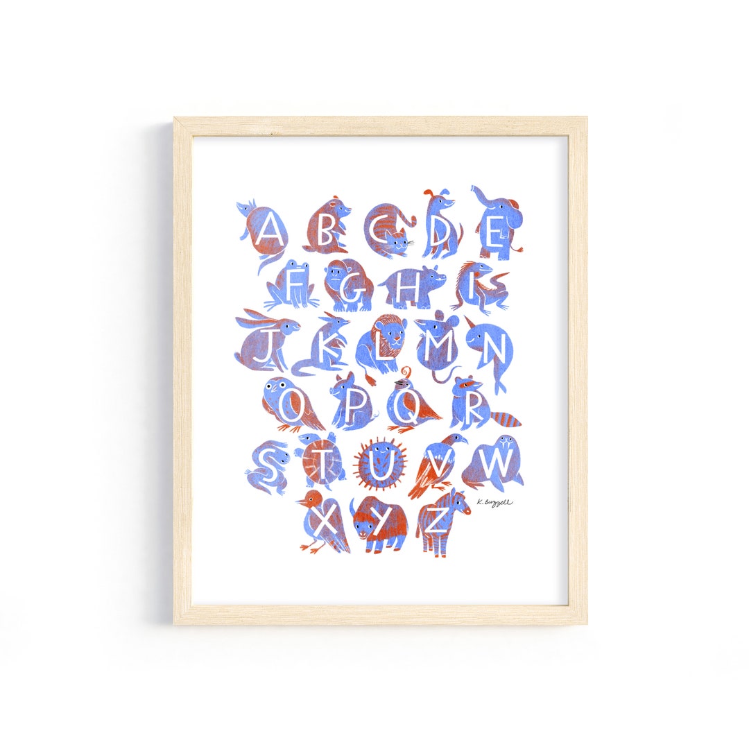 Alphabet Print - Downloadable Print for Kids Room - Blue and Red ...