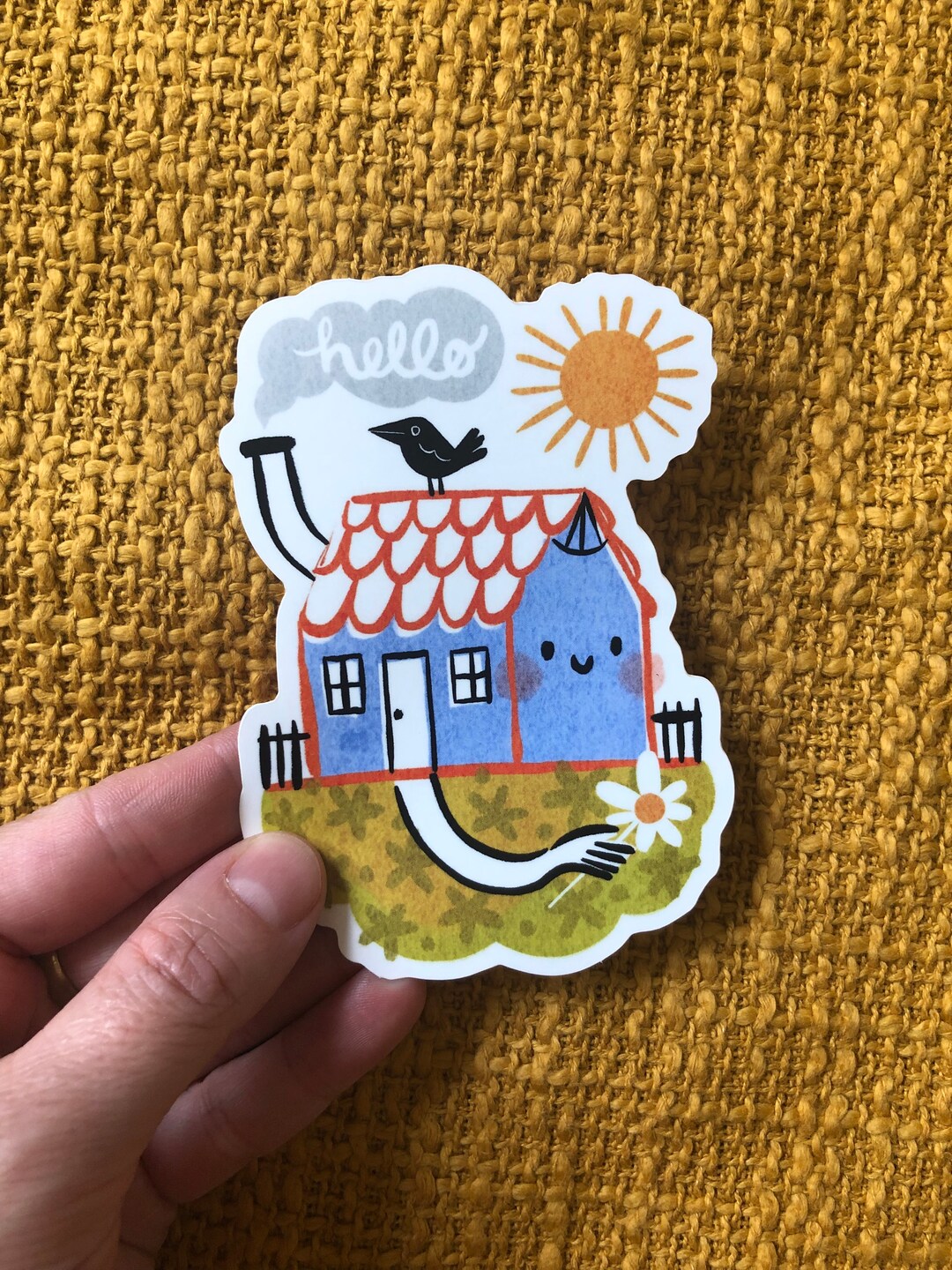 Vinyl Sticker - Happy House Says Hello - Etsy