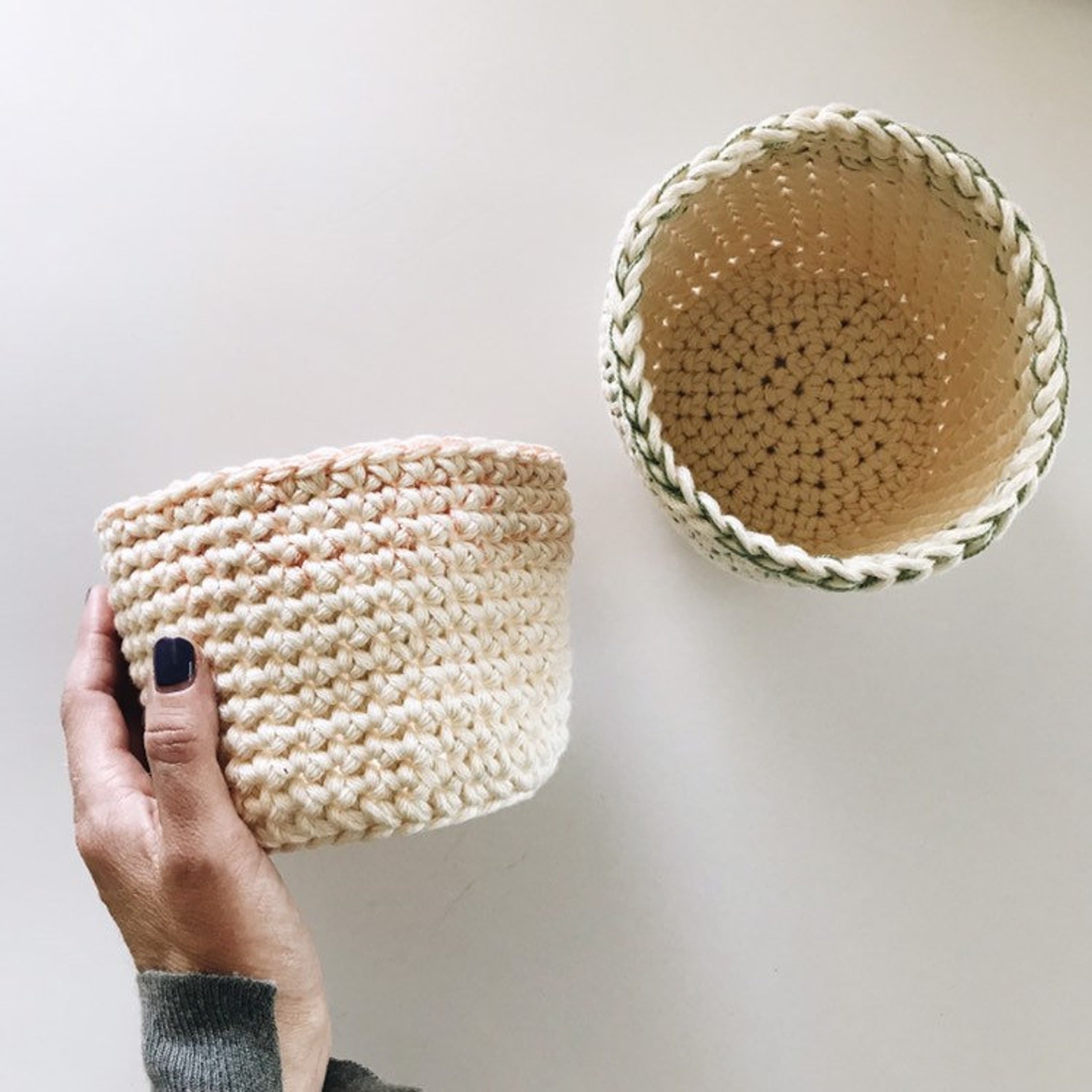 Small Color Tipped Planter Basket the Eco Collection - Etsy