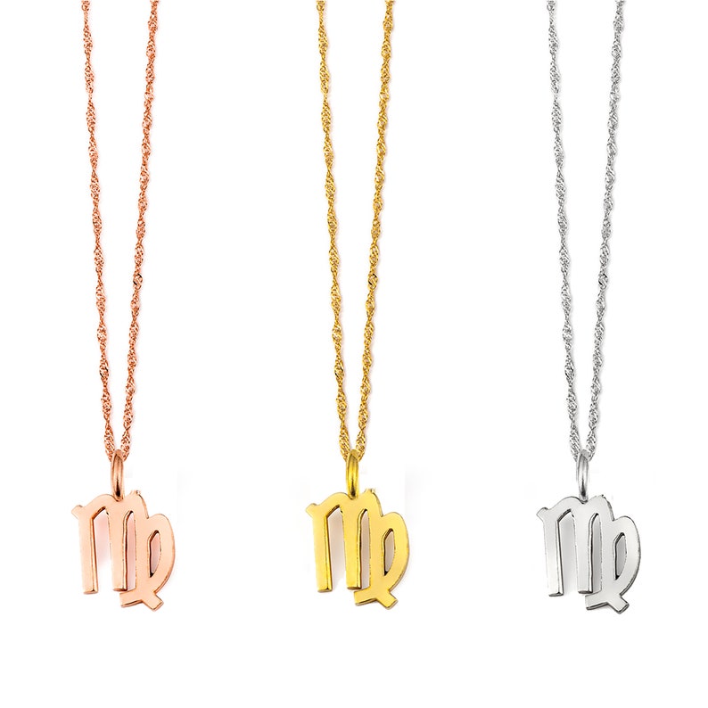 14K Gold Zodiac Necklace Zodiac Sign Pendant Necklace - Etsy