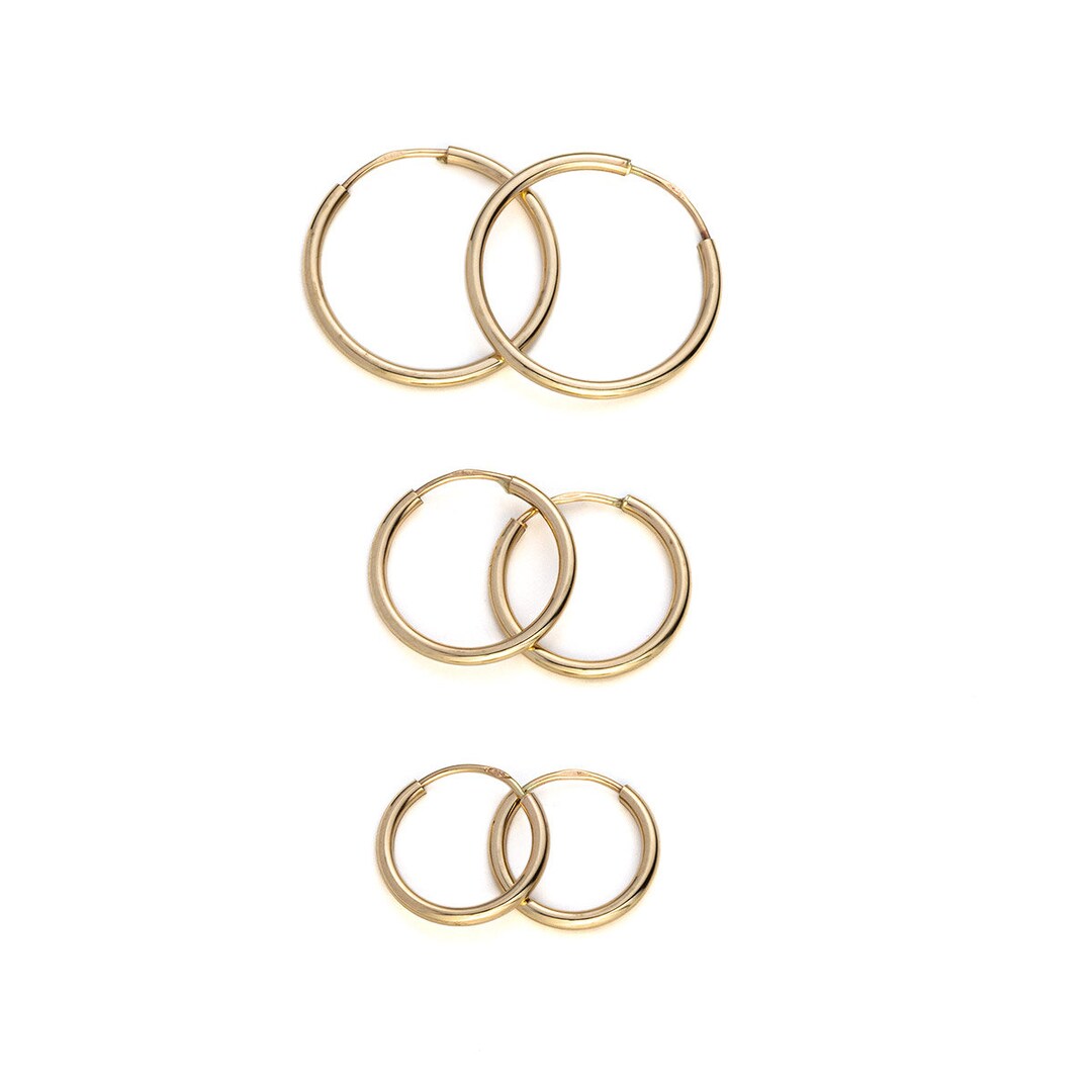 Solid Gold Sleeper Hoops 14K Gold, Gold Hoops, Minimal Hoop Earrings ...