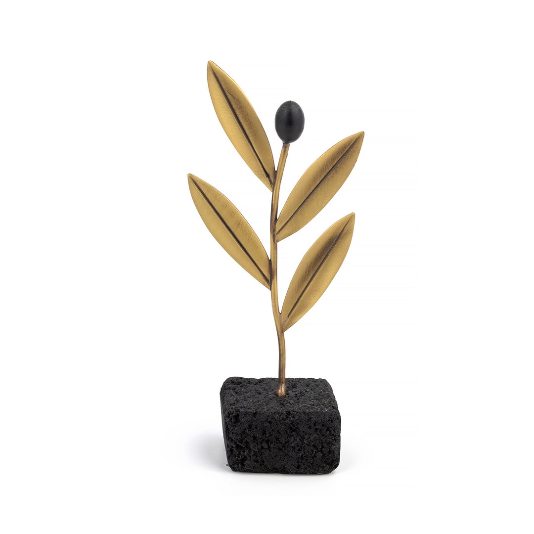 Olive Branch Stand Home Decor, Bronze Olive Leaf Sculpture Art, Greek ...